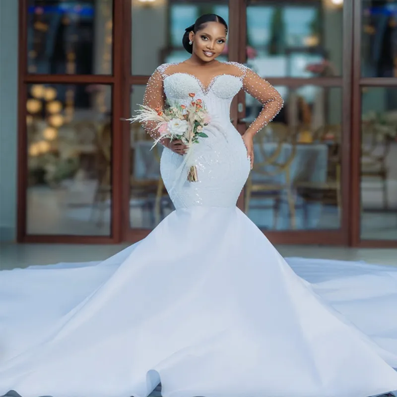 Mermaid Wedding Gowns: Elegant Two Way Bridal Dress With Sheer Neck ...