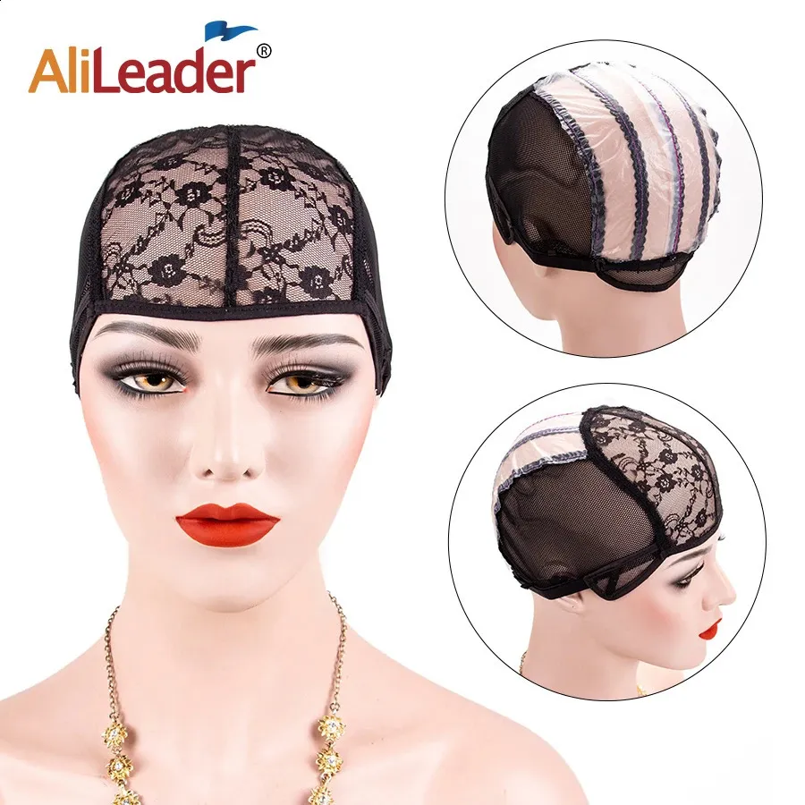 Alileader Nylon Lace Wig Caps With Gummed Paper Adjustable Straps Swiss ...