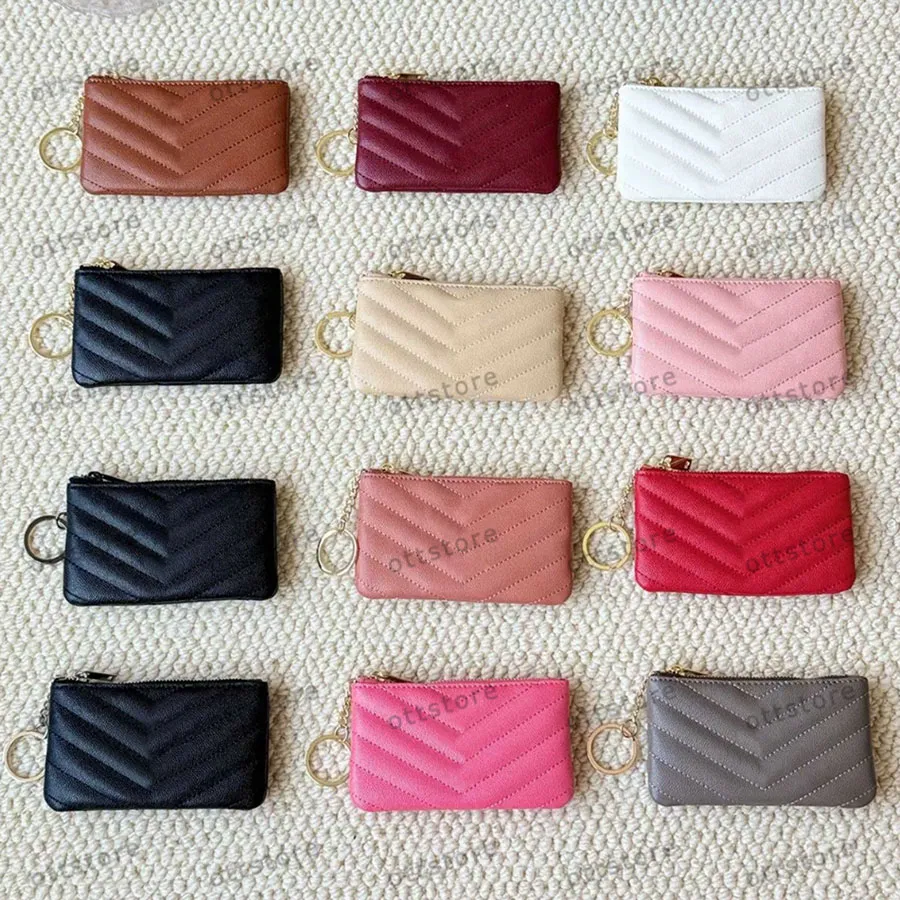 Women Leather Keychain Wallet Designer Coin Purse Key Pouch with Zipper ...