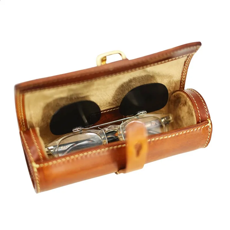 Big Leather Glasses Case Hademade Mens Sunglasses Storage Cases Brown ...