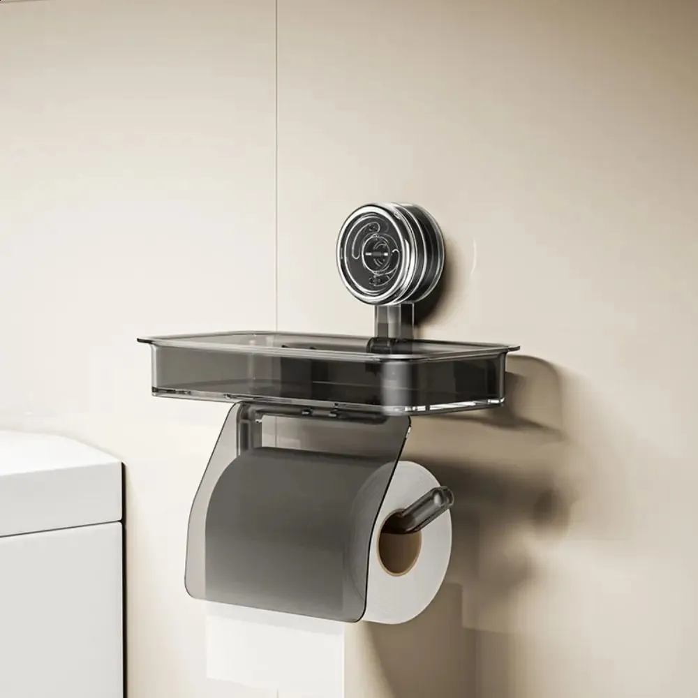 Wall Mounted Toilet Paper Holder With Suction Cup, Punch Free Bathroom ...