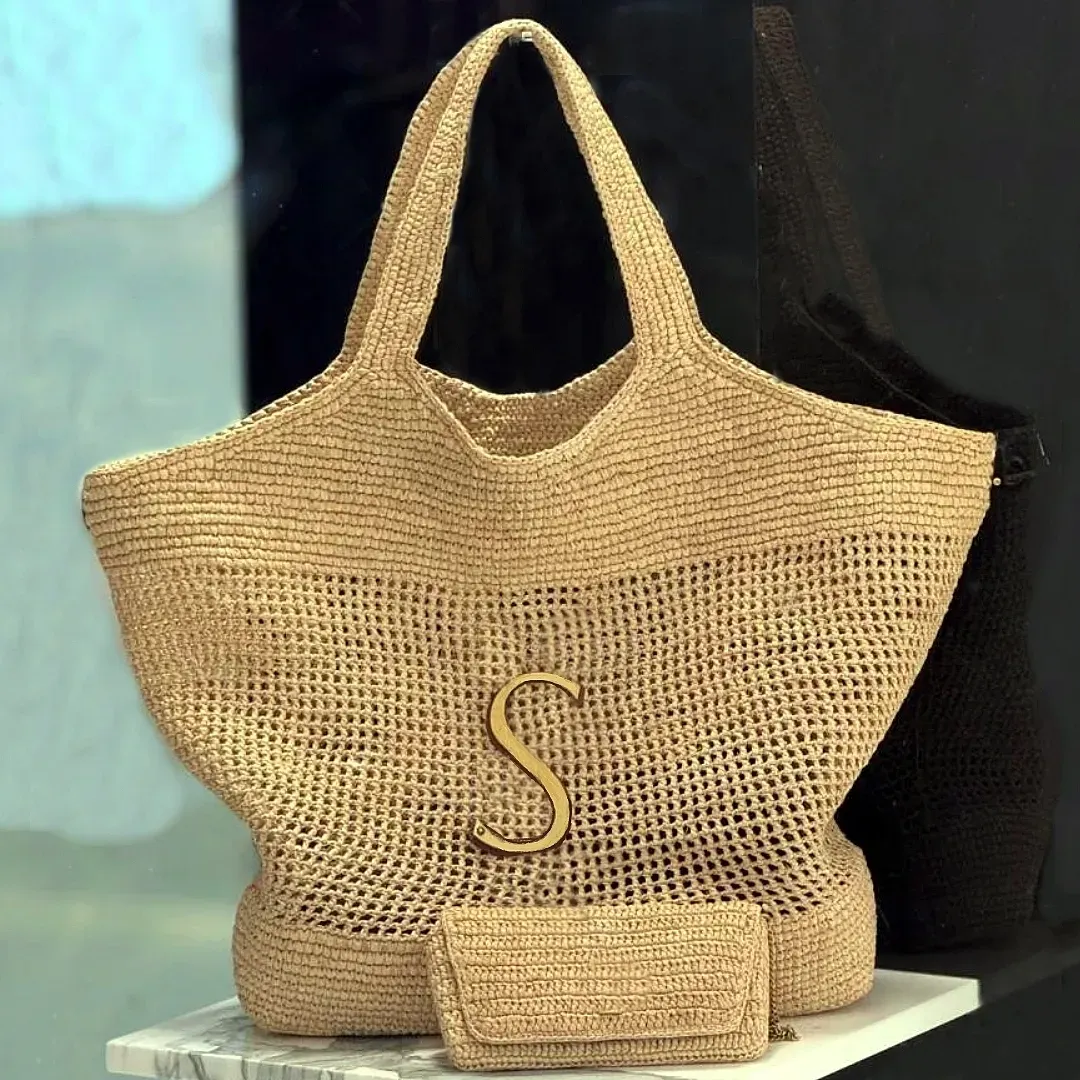 Designer Straw Handbags: Raffia Tote Bag Large Woven Shoulder Bag For ...