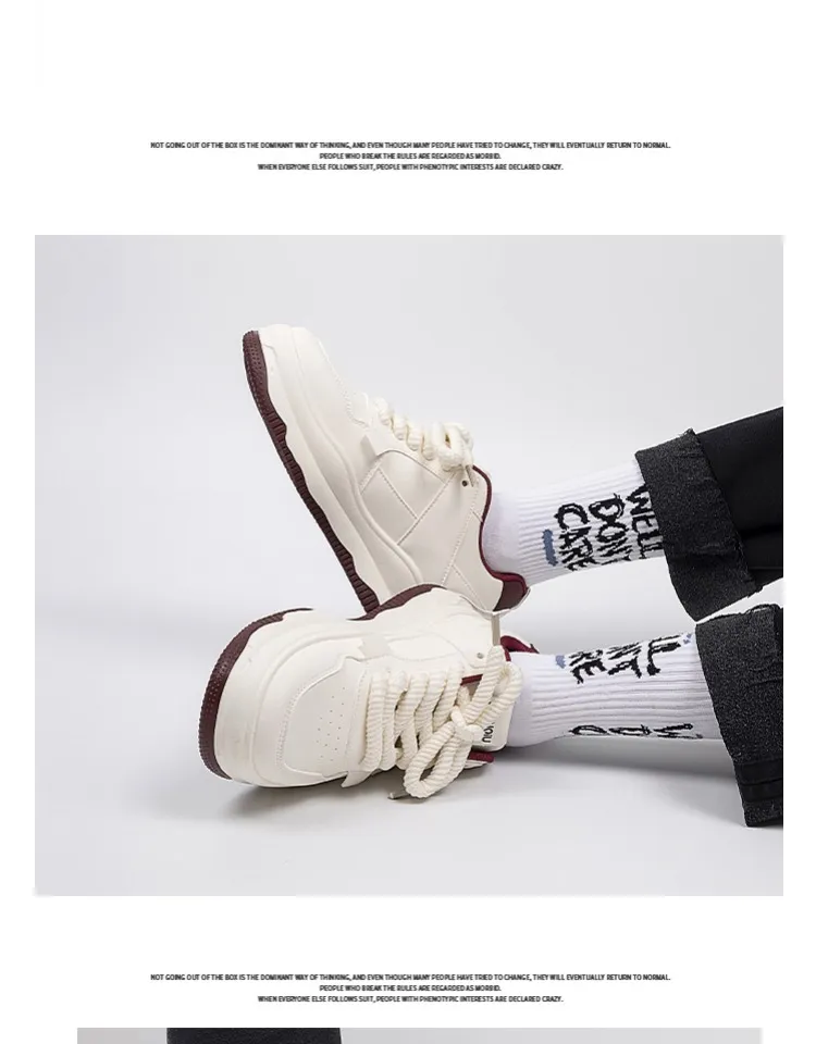 Mens Casual Platform Sneakers Black Red with EVA Outsole and Canvas ...