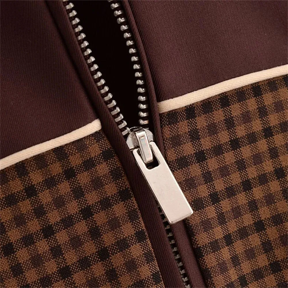 Unizera Retro Loose Plain Splicing Zipper Jacket, Autumn/Winter Casual ...