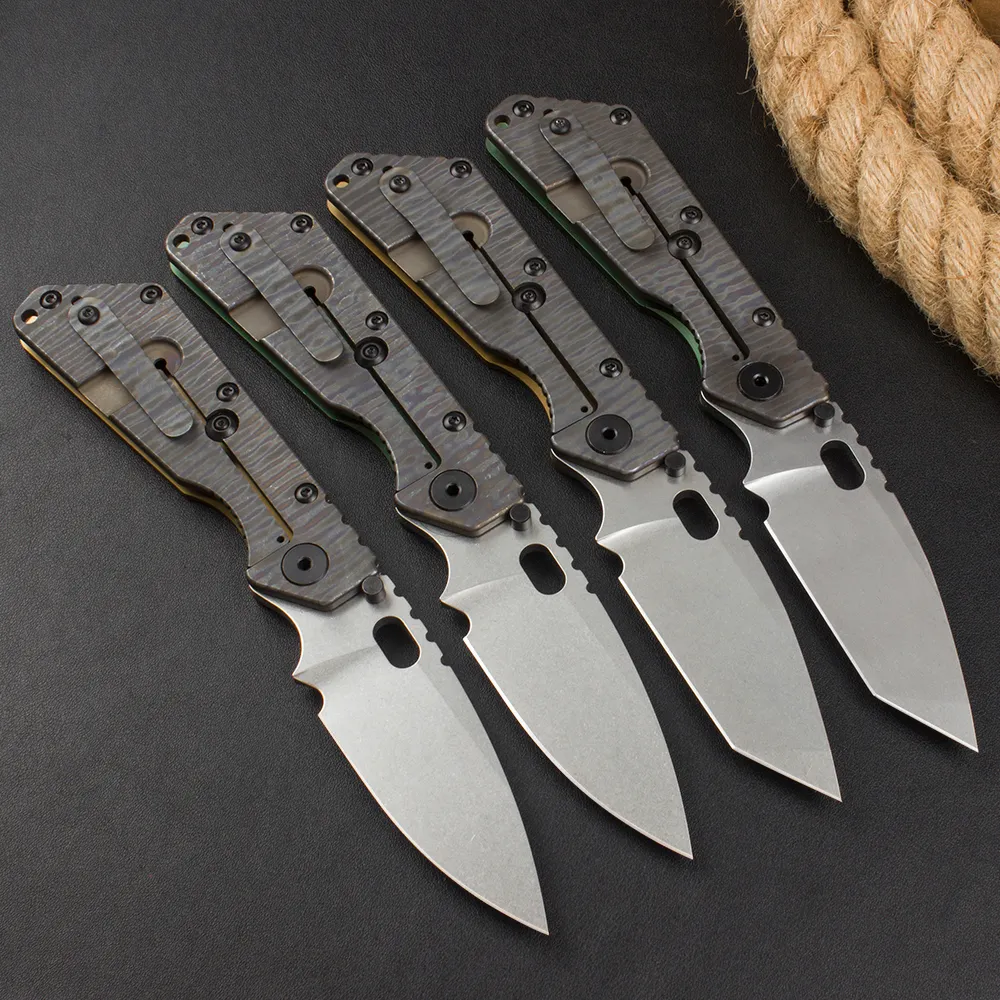 SMF Large Folding Knives D2 Stone Wash Blade, Titanium Alloy Handle ...