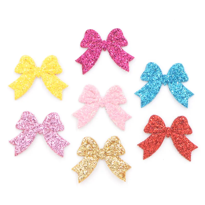 100 Pack Mixed Glitter Leather Fabric Appliques: Bowtie, Felt Patches ...