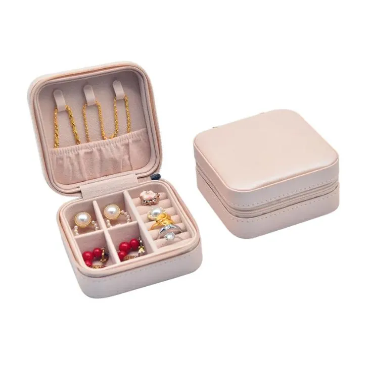 Portable PU Leather Jewelry Storage Box for Travel, Rings, Earrings ...