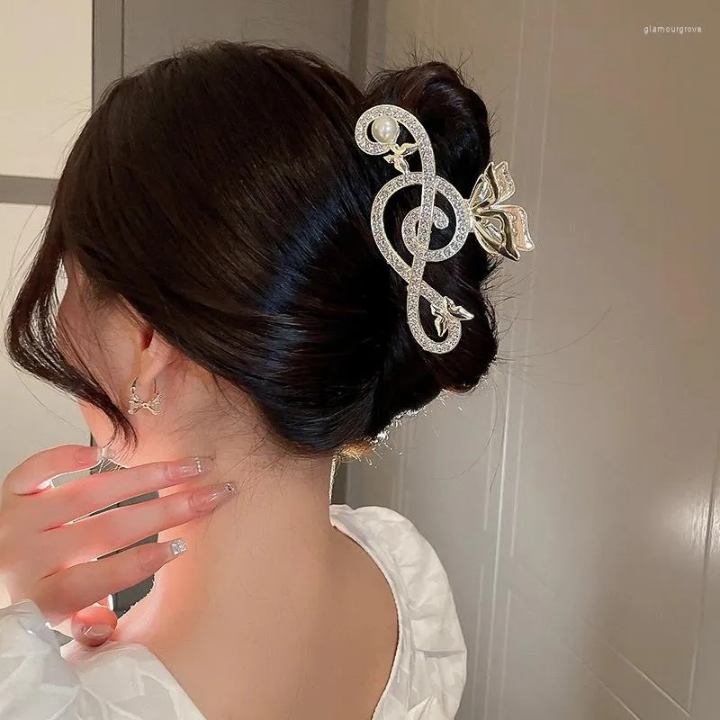 Korean Style Music Note Hair Claw: Rhinestone Luxury Hair Clip For ...