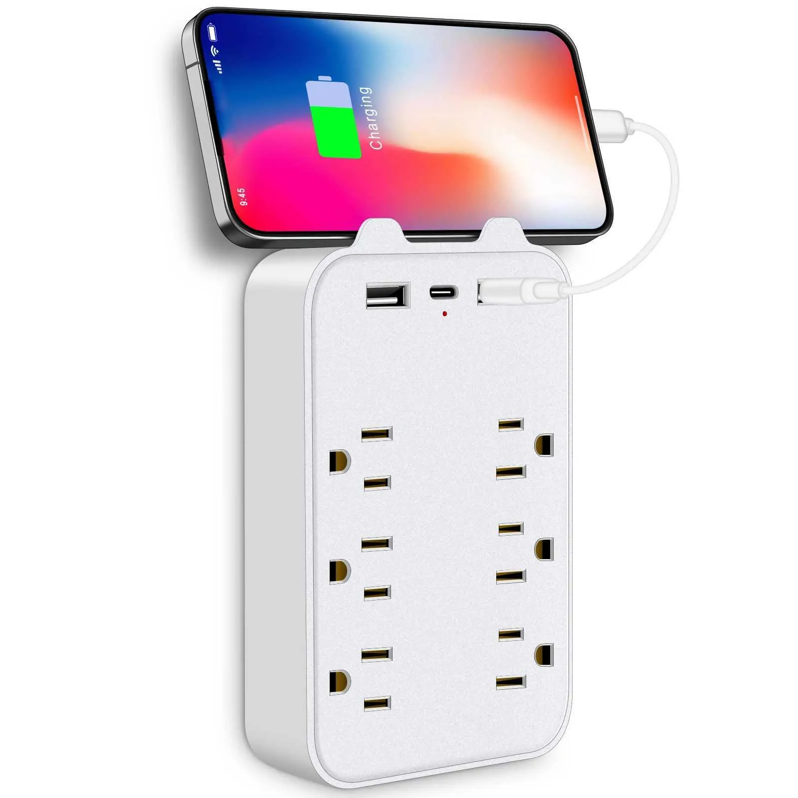DHgate.com:9-in-1 Surge Protector: 6-Port Power Strip with 2 USB & 1 ...