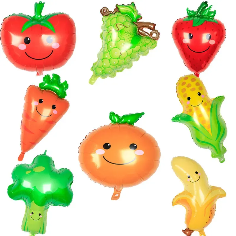 Cartoon Fruit & Veggie Balloons - Cute Aluminum Foil Balloons for ...