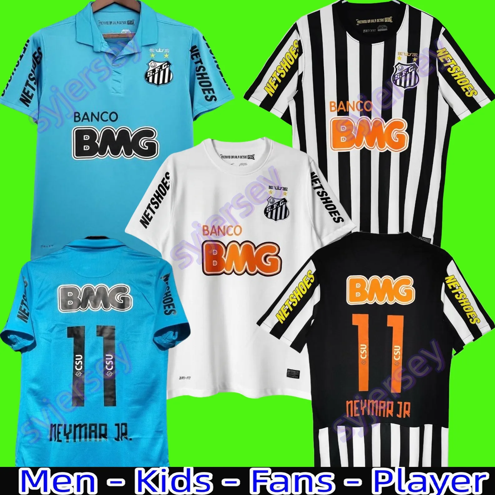 Santos Retro Black Soccer Kits 1970 2013, Sizes 11 13, Featuring Neymar ...