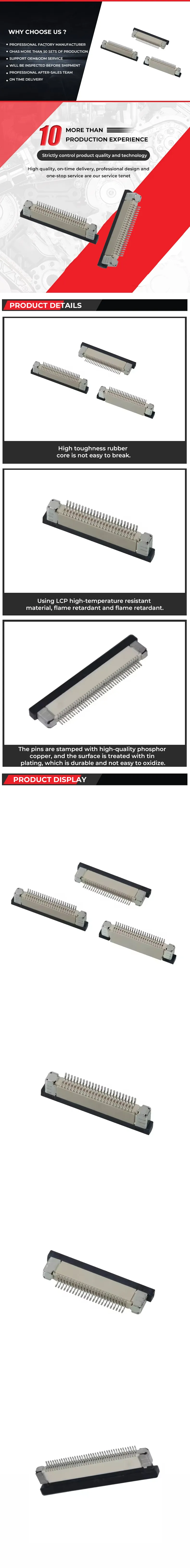 1.0mm Horizontal FFC Ribbon Cable Connectors With Up/Down Pins FPC ...