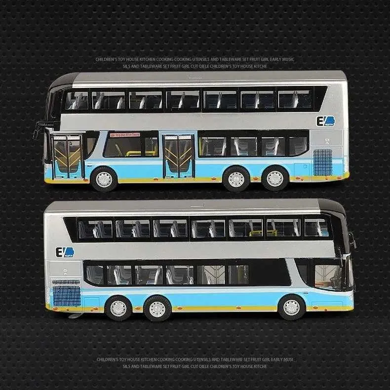 1:42 Scale Double-Decker Bus Model Toy Car Pull Back Metal Alloy Sound ...