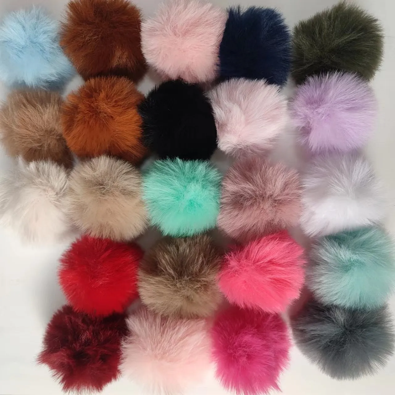 Keychains: Faux Rex Rabbit Fur Ball Pompom with Artificial Fur Ball ...