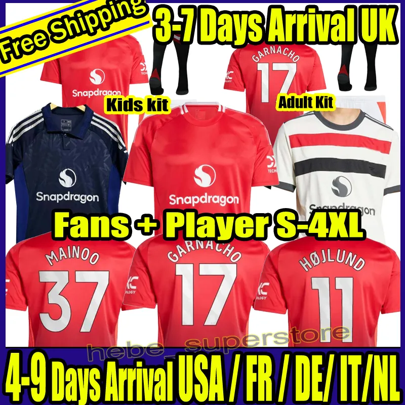 S 4XL RASHFORD MOUNT MAINOO 24 25 Soccer Jerseys B. FERNANDES GARNACHO ...