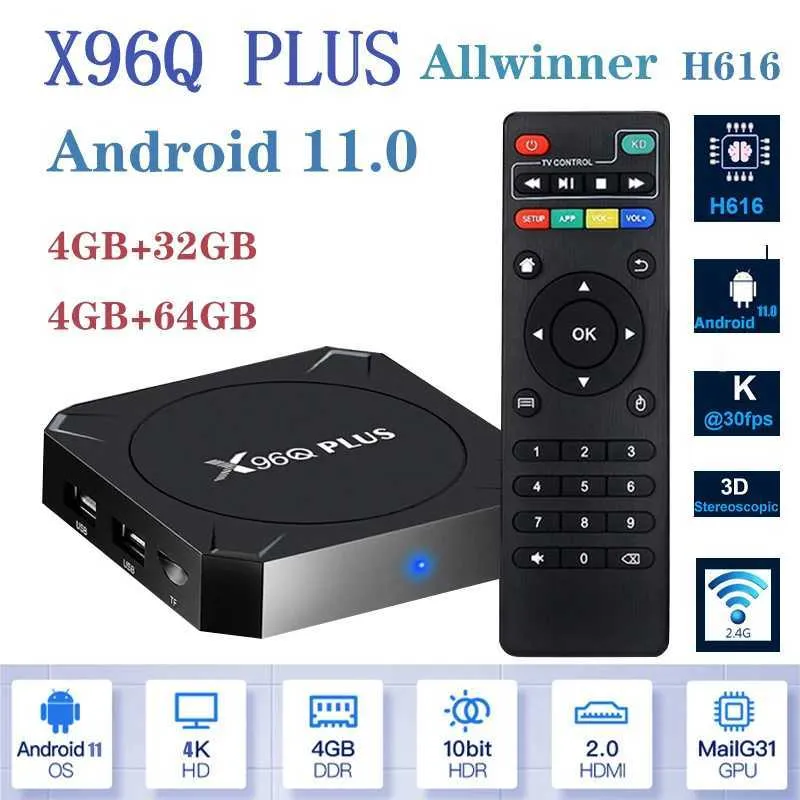 Set Top Box Smart TV Set Top Box X96Q Plus Android TV Box 11.0 4/64GB ...