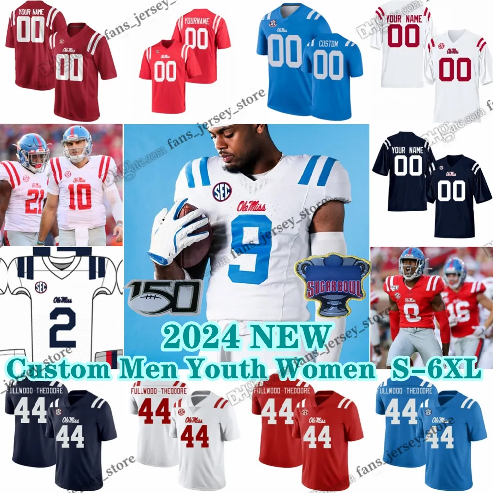 Custom Ole Miss Rebels Football Jerseys 2024 S 6XL Jaxson Dart ...