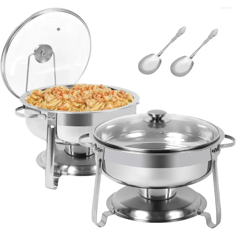 Stainless Steel Chafing Dish Buffet Set 2-Pack with Glass Lids ...