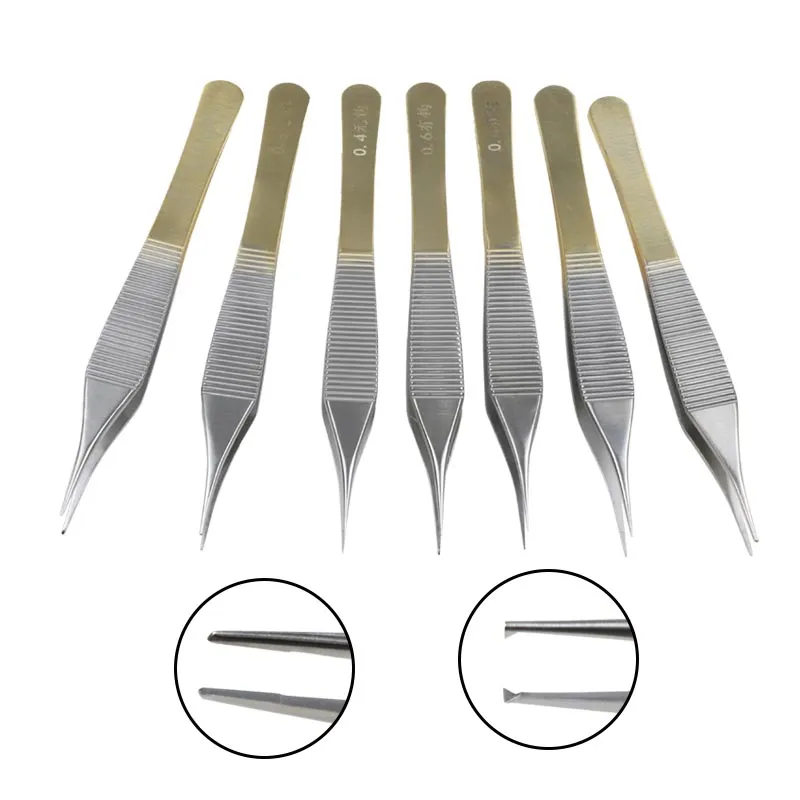 Golden Handle Stainless Steel Ophthalmic Tissue Forceps Monolid Eyes ...