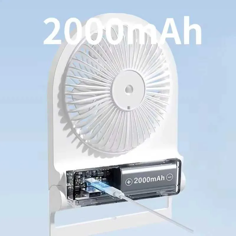 USB Powered Fan 5 Speed Digital Display Rechargeable Portable Desk Fan ...