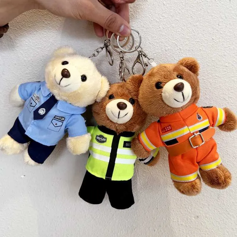 2024 NewPlush Keychains: Teddy Bear & Rabbit Police Fire Uniform ...