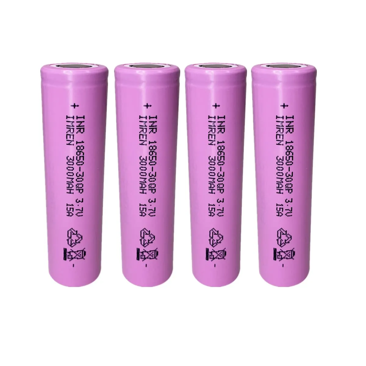 IMREN Original 18650 Rechargeable Battery 3.7 Volt Real 3000mAh Flat ...