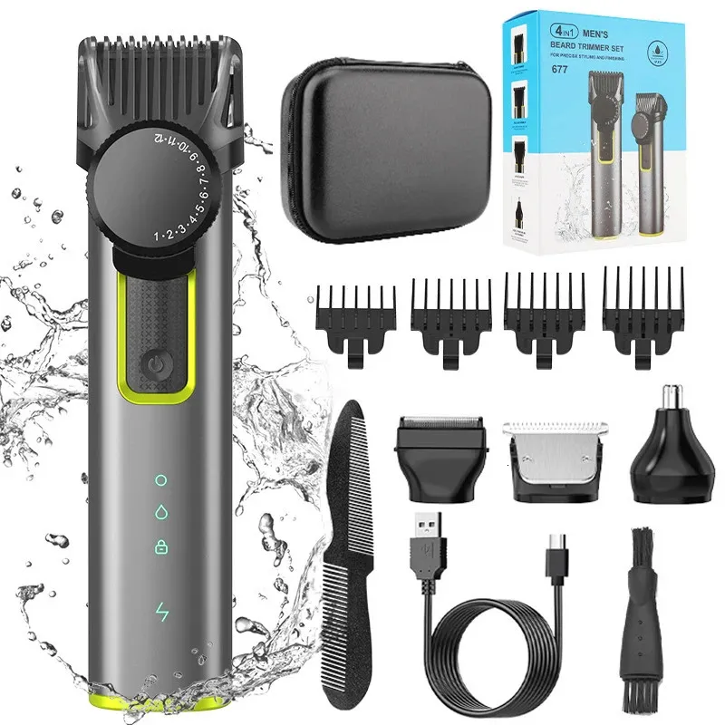 Men's Adjustable Beard Trimmer Kit, Cordless Hair Clippers Set ...