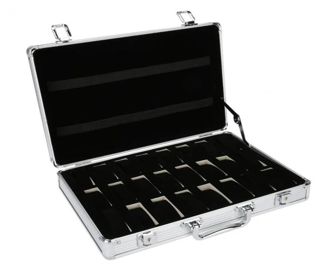 Premium 24-Grid Watch Case - Aluminum Suitcase Display Storage Box ...