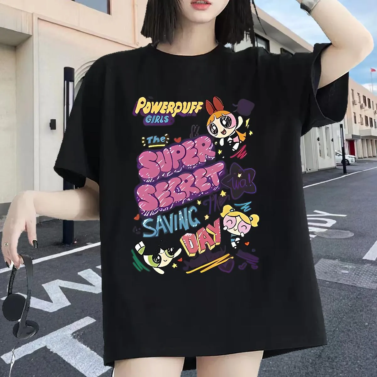 Womens Crew Neck Cotton Blend Short Sleeve T Shirt Black Animal Print ...