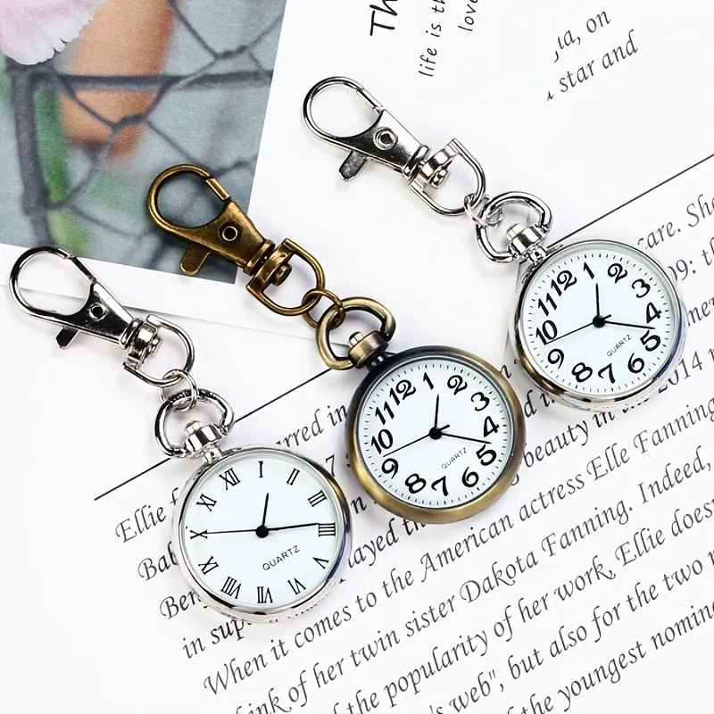 Clear Face Pocket Watch Keychain Clip On Hanging Fob... From ...