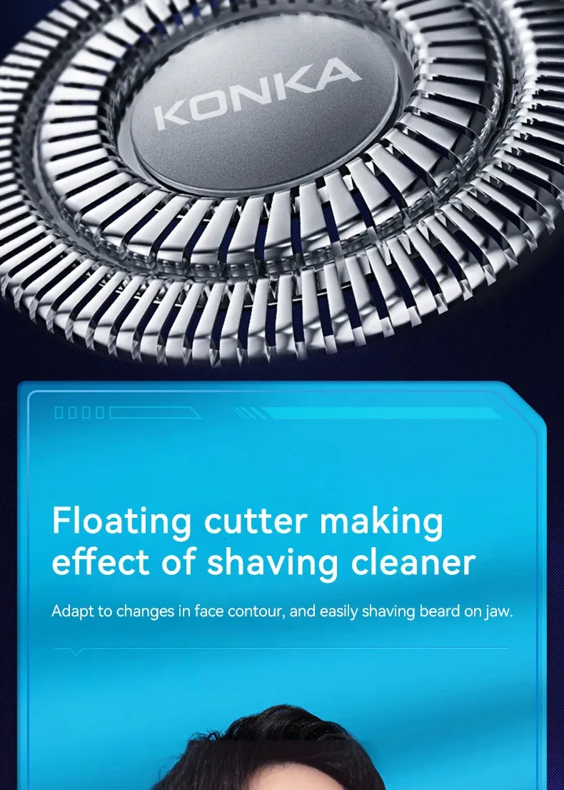 KONKA Electric Razor for Men - Rechargeable Wet/Dry Mini Shaver with ...