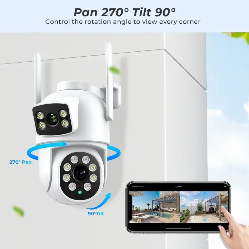 4K 8MP Wifi PTZ Wifi Ptz Camera Outdoor With Dual Screens, Human ...