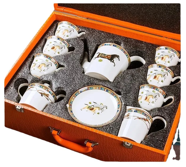 New European Style Coffee Set with Golden Rim: China Coffee Cup, Saucer ...