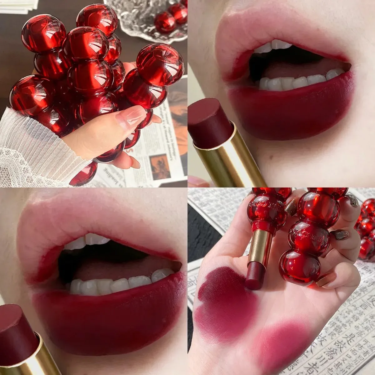 Matte Ice Candy Gourd Mini Lip Set With Smoky Brown Velvet, Pink Rose ...