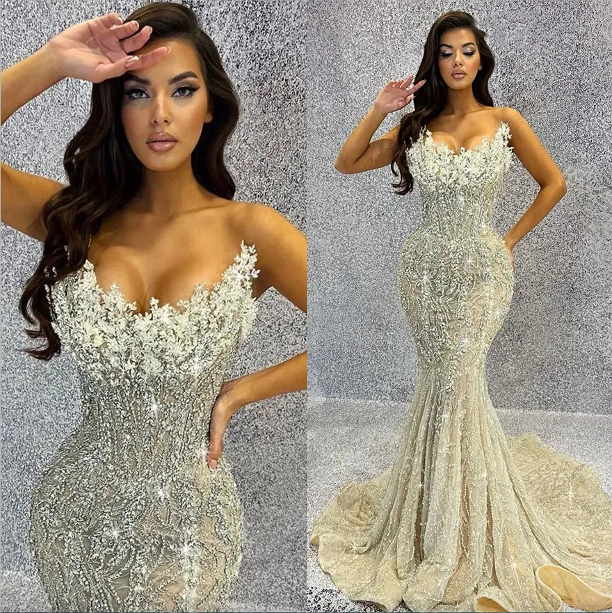 Mermaid Style Prom Dresses: Elegant Beaded Crystal Evening Gown ...