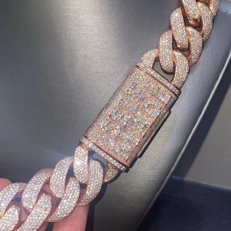 20mm VVVS Moissanite Diamond Thick Cuban Link Iced Out Chain, 925 ...