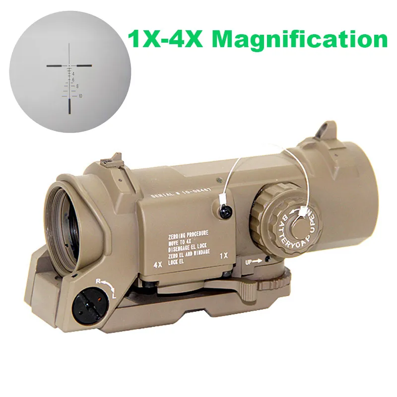 4x32 Dual Role Rifle Scope | Tactical 1x 4x Magnification Red ...