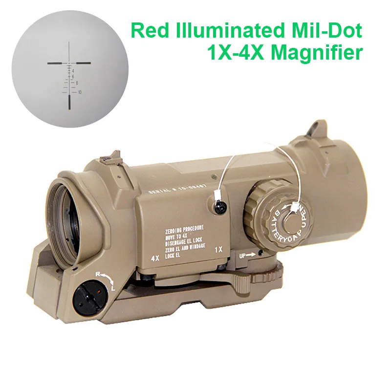 1 4x Adjustable Rifle Scope With Red Illuminated Reticle, Aluminum ...