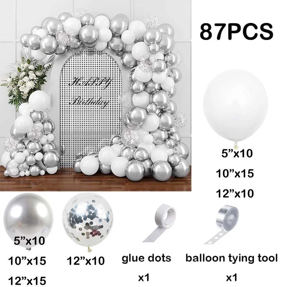 Metallic Silver Balloon Arch Kit: Elevate Your Celebrations with White ...