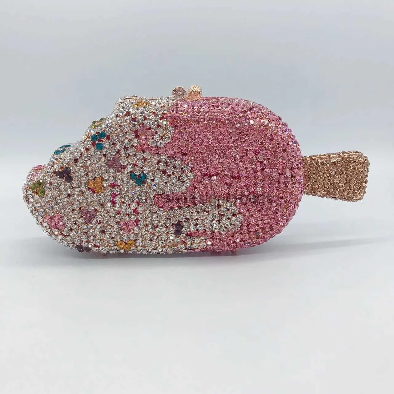 Evening Bag Ice Cream Shaped Diamond Clutch New Crystals Bridal Purse ...