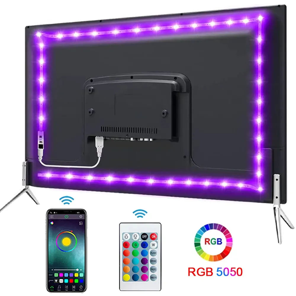 RGB LED Strip Lights, Bluetooth USB 5050 SMD 5V Color... From ...