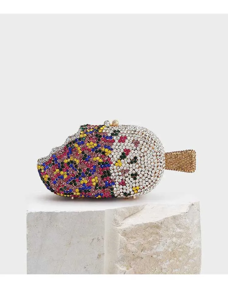 Evening Bag Ice Cream Shaped Diamond Clutch New Crystals Bridal Purse ...