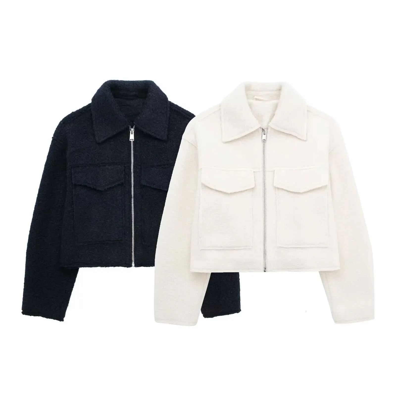 TRAFZA Vintage Casual Chic Acetate Women Jackets Turn-down Collar ...