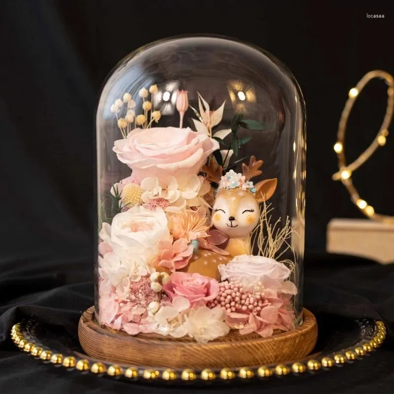 Glass Dome Vase 15in 30cm Transparent Cover with EVA Antique Base for ...