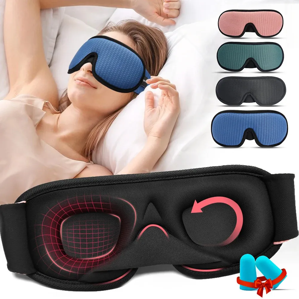Upgraded 3D Contoured Memory Foam Sleeping Mask - Light Blocking Eye ...