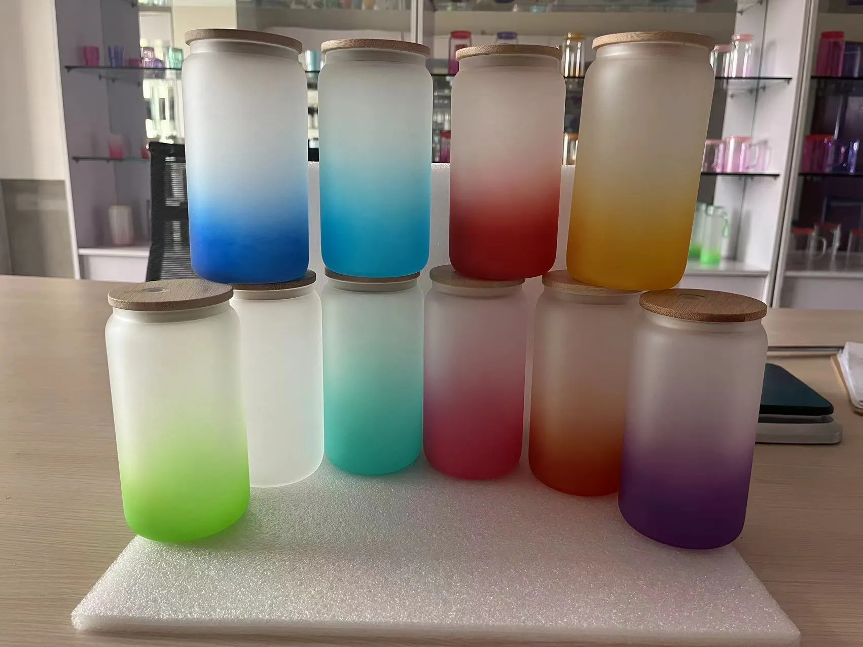 DHgate.com:Gradient Glass Tumbler Blanks | Frosted Glass Bottles with ...
