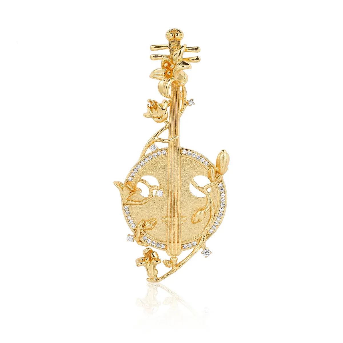 Haike S925 Sterling Silver Brooch: Original Chinese Style Guzheng ...