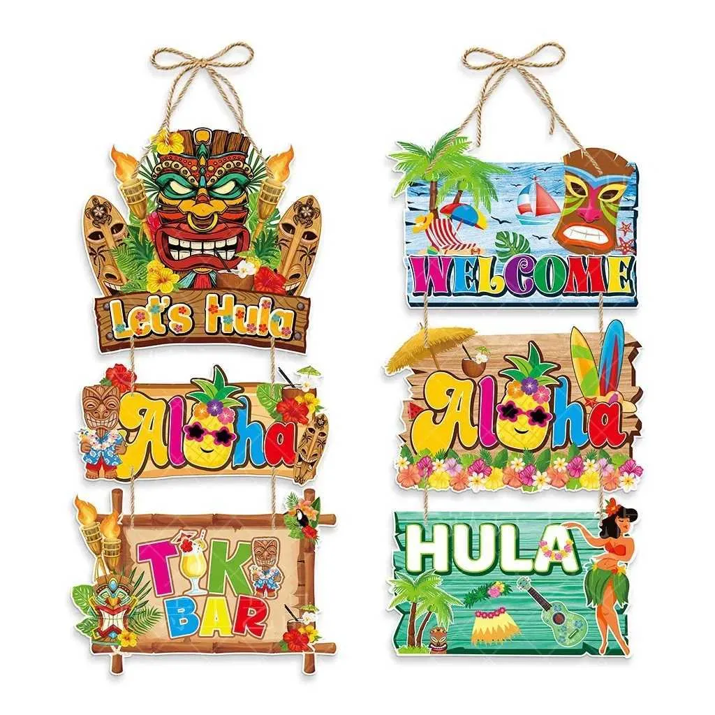 Hawaiian Summer Party Decorations - Tropical Paper Banners, Streamers ...