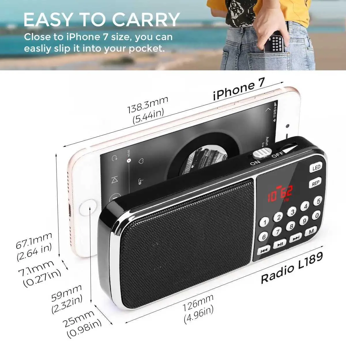 DHgate.com:PRUNUS J-189: Portable FM Radio, Bluetooth Speaker, Weather ...