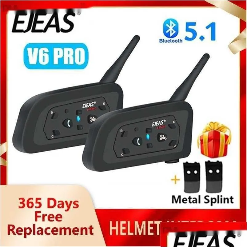 Ejeas V6 Pro Bluetooth Ejeas E6 Intercom Headset Headset With 1200M BT Interphone Communicator ...